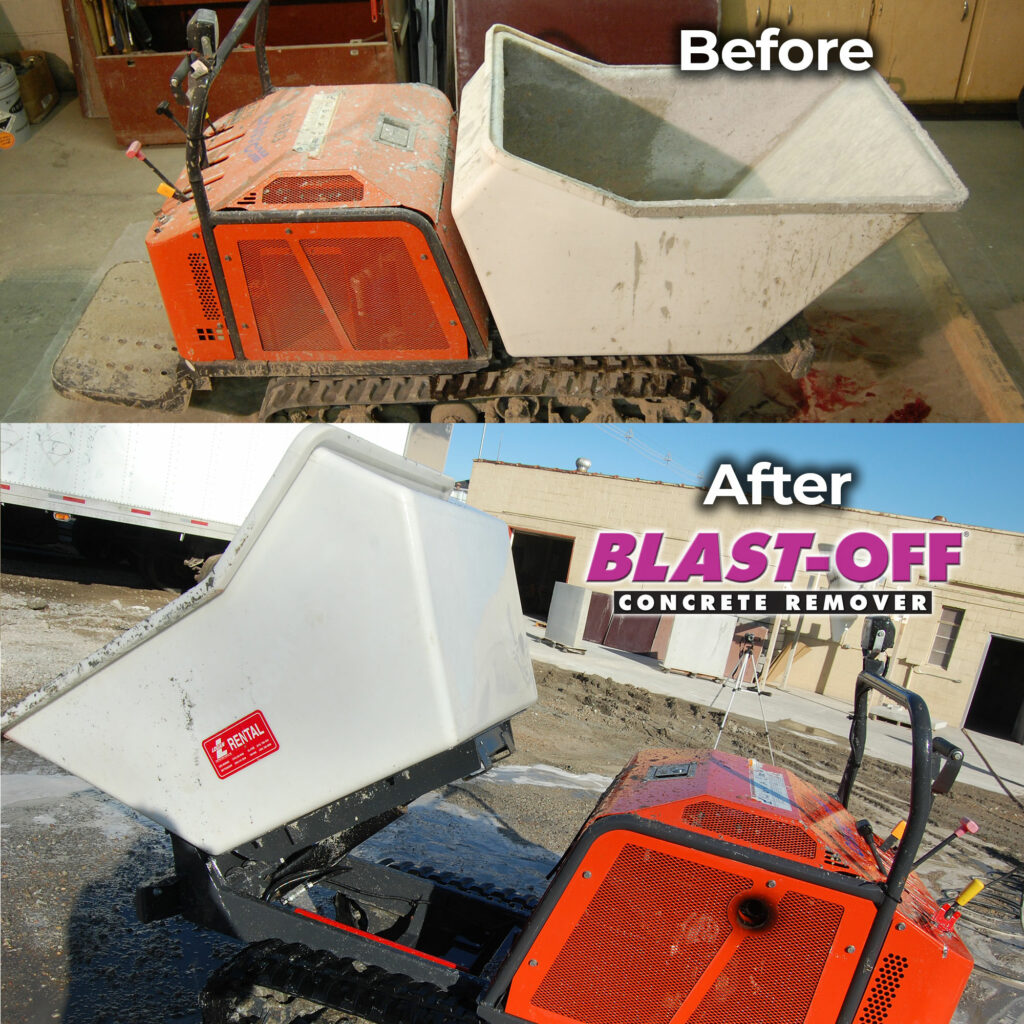 Concrete remover Blast-Off safely dissolves concrete build-up and splatter