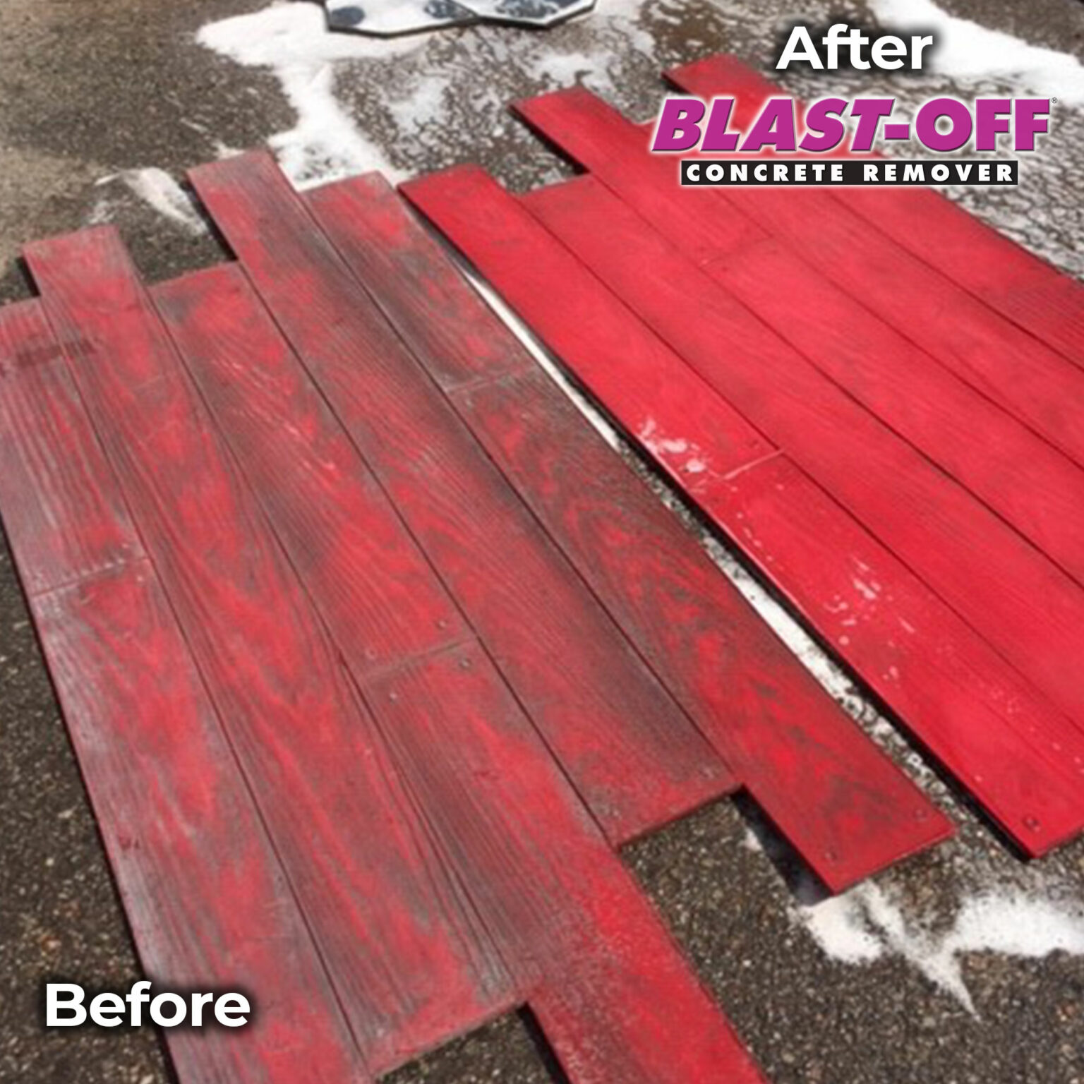 Concrete remover Blast-Off safely dissolves concrete build-up and splatter