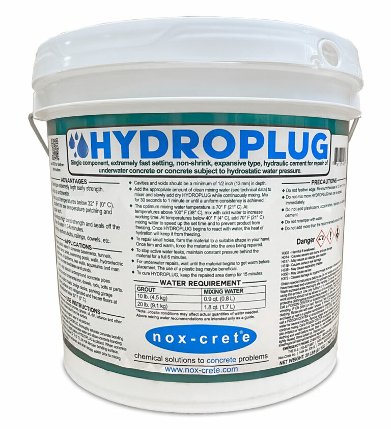 Hydraulic cement Hydroplug repairs leaking underwater concrete