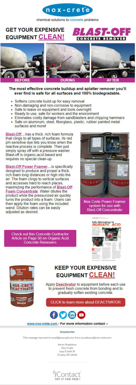 blast off email - Nox-Crete Products Group