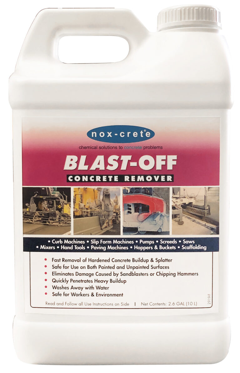 Concrete remover Blast-Off safely dissolves concrete build-up and splatter