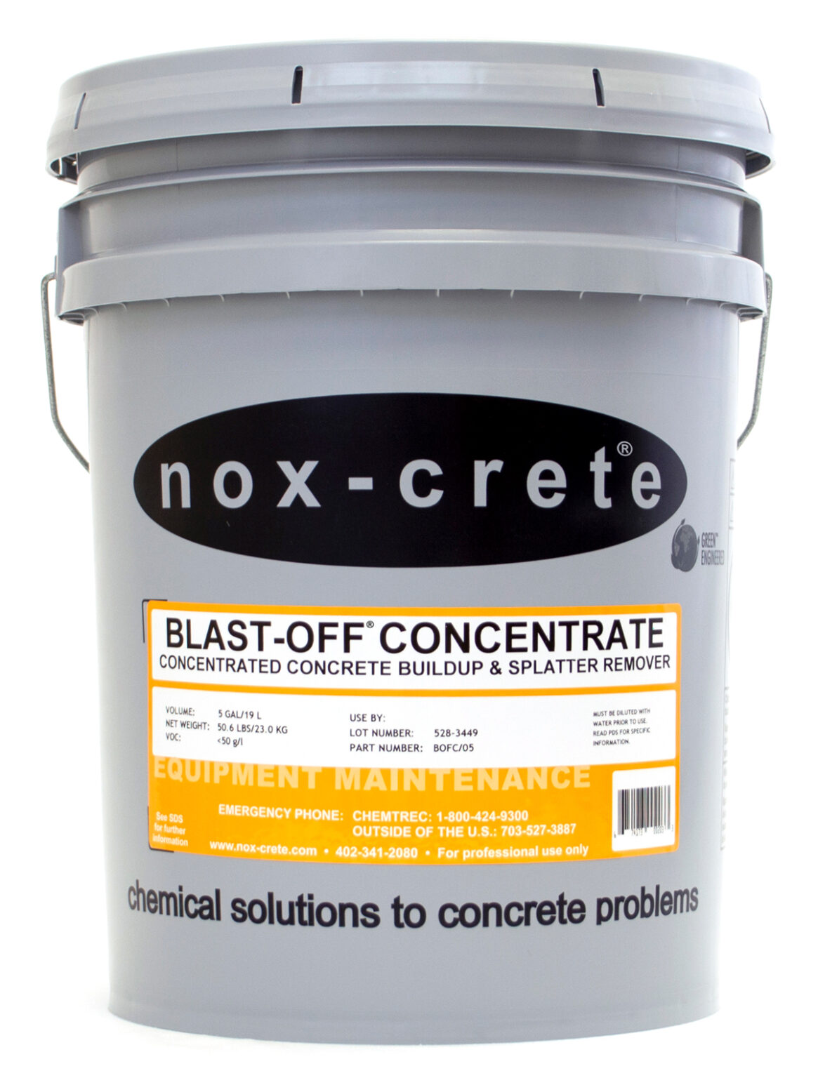 Concrete remover Blast-Off safely dissolves concrete build-up and splatter