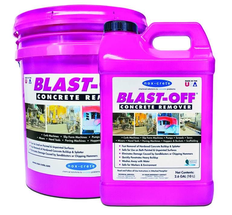 Concrete remover Blast-Off safely dissolves concrete build-up and splatter